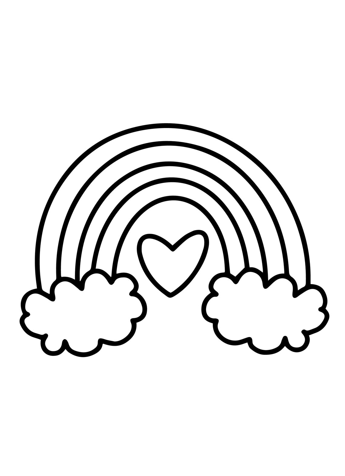 Rainbow Coloring Page, Rainbow Party Activity, Kids Birthday Coloring ...