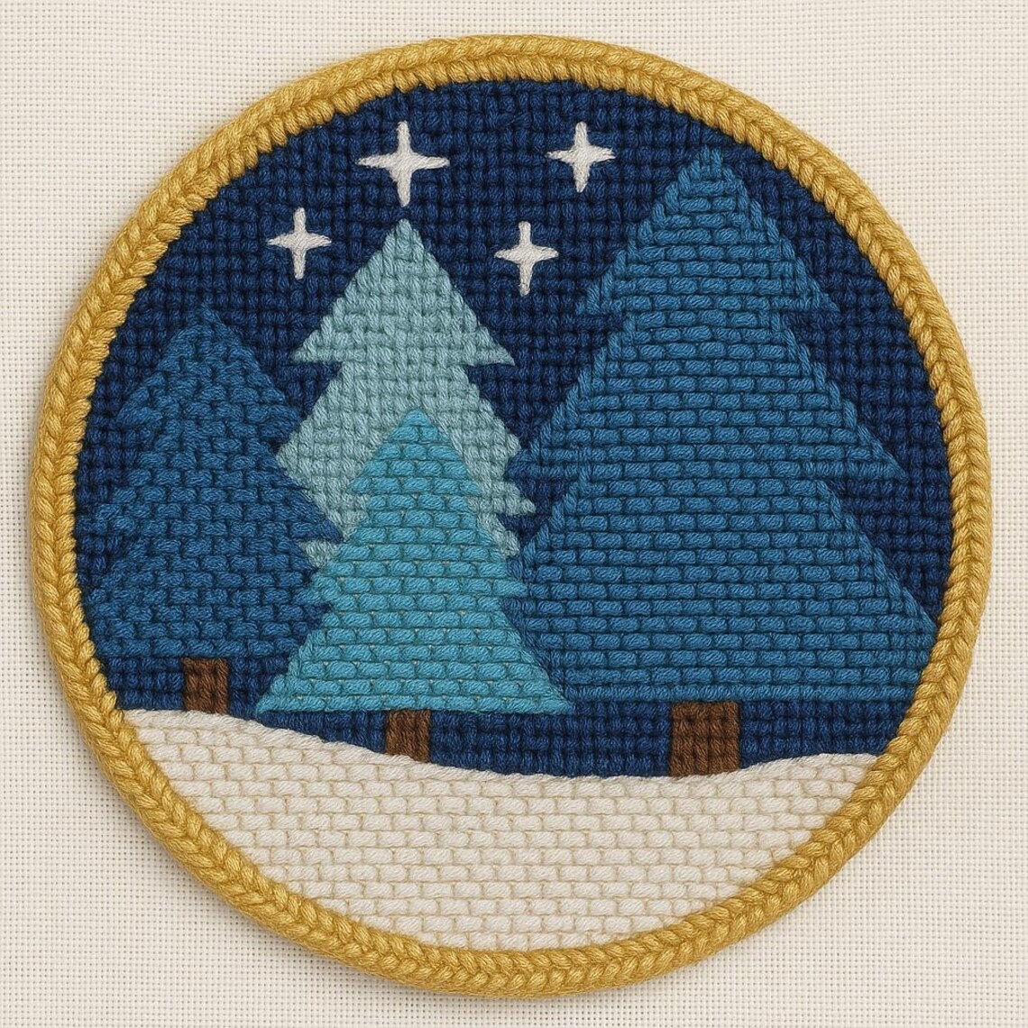 Winter Forest Needlepoint Canvas - 4x4" Circle, Ready to Stitch - Etsy