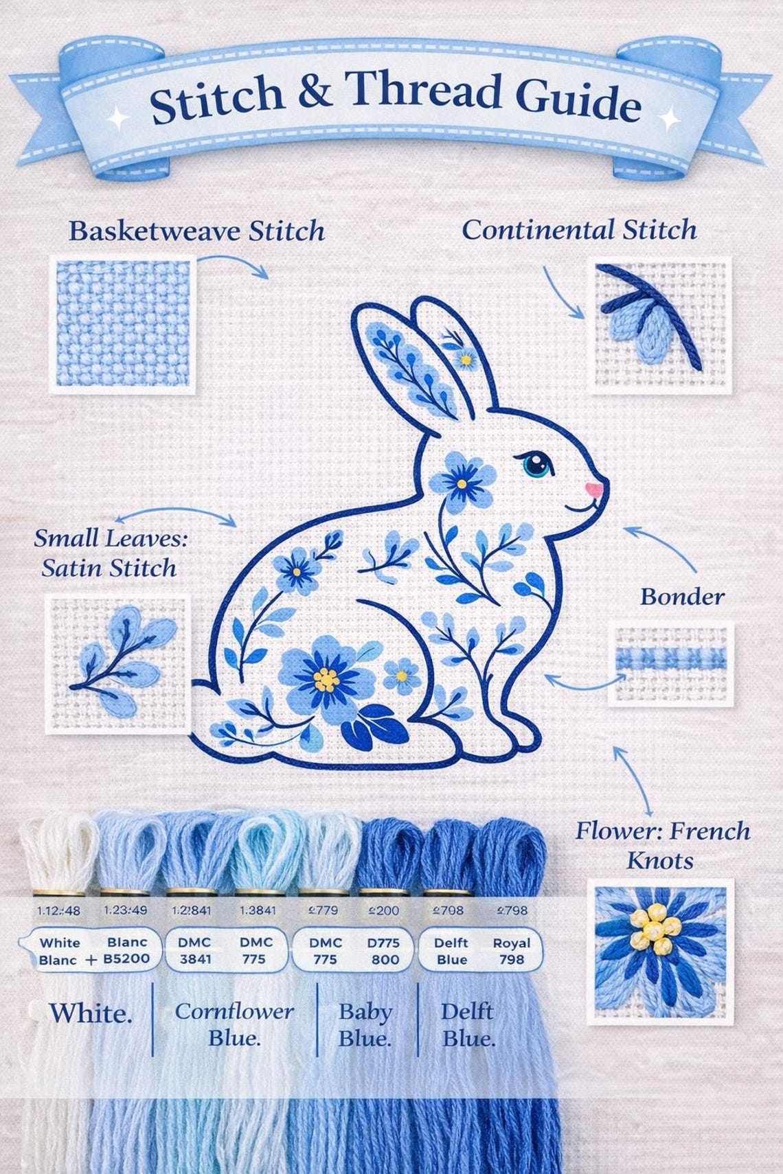 Chinoiserie Bunny Needlepoint Canvas – 4x4 on 14 Mesh - Etsy
