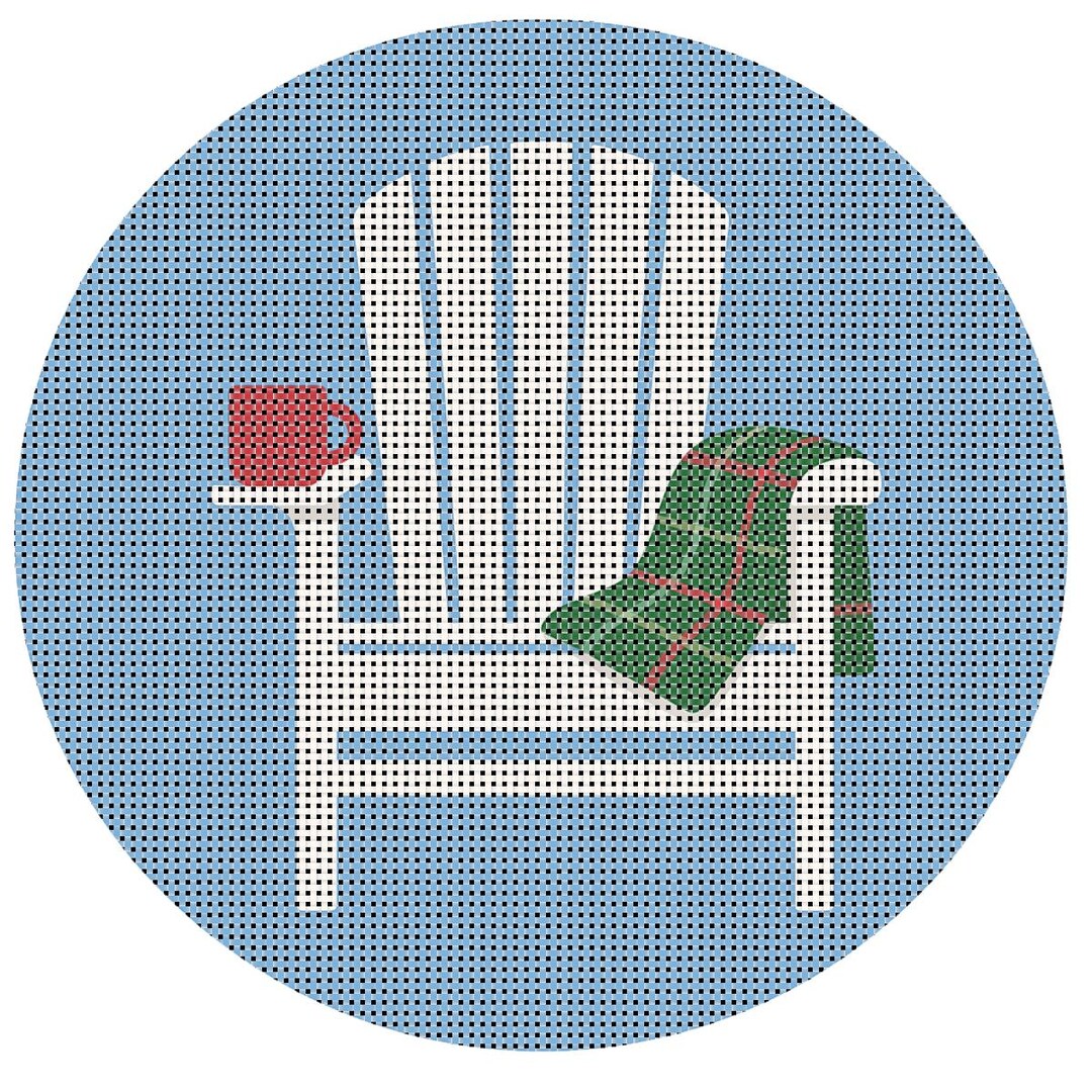 Adirondack Chair With Mug & Plaid Blanket • 4x4 Needlepoint Canvas - Etsy