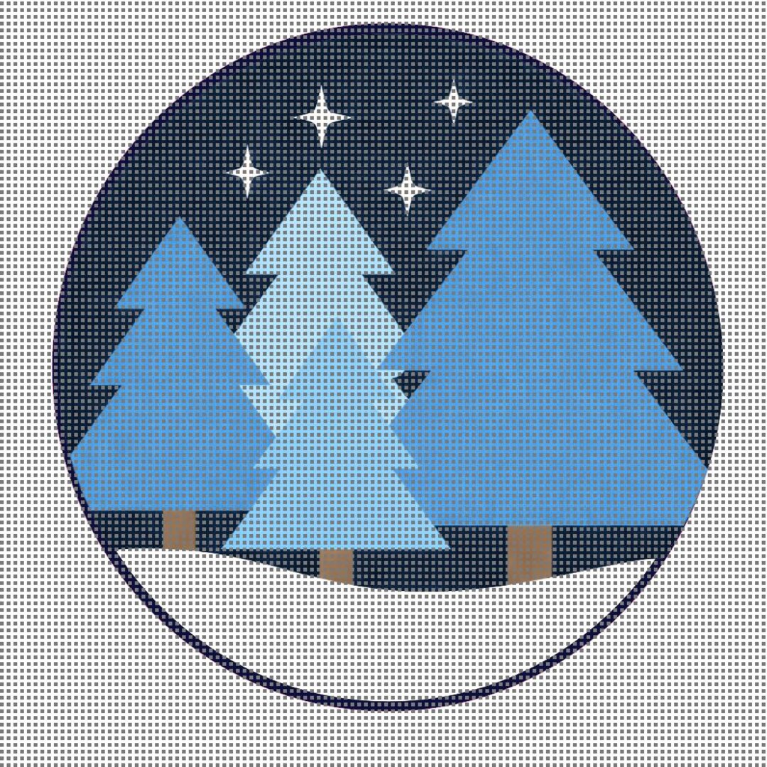 Winter Forest Needlepoint Canvas - 4x4" Circle, Ready to Stitch - Etsy