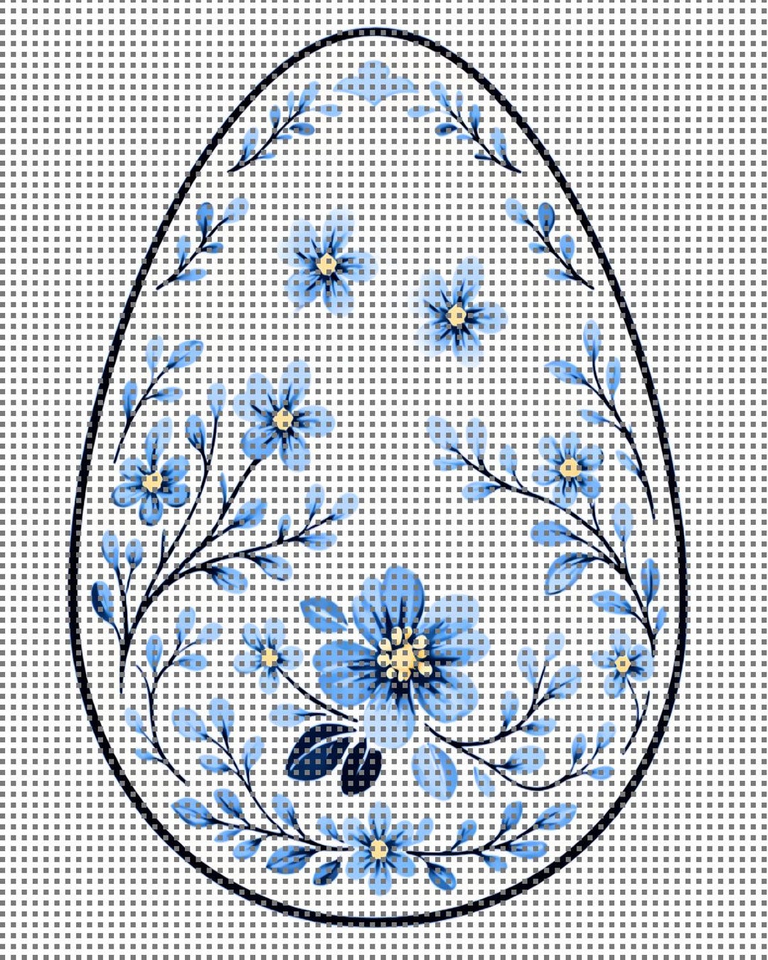 Chinoiserie Easter Egg Needlepoint Canvas | 4x5 Inch | Digitally ...