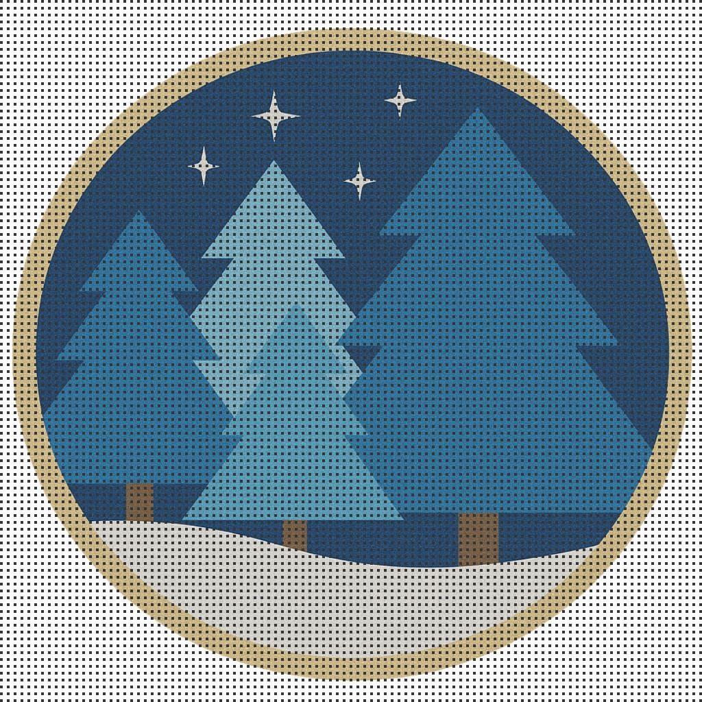 Winter Forest Needlepoint Canvas - 4x4" Circle, Ready to Stitch - Etsy