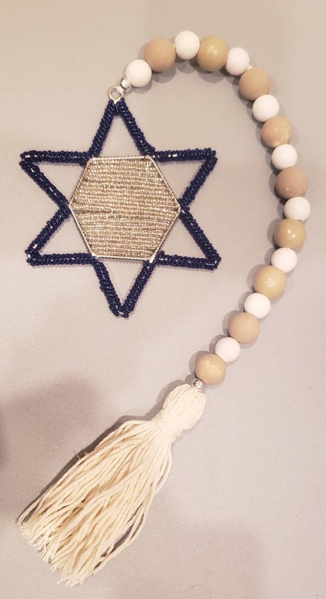 Jewish Bead Garland Decor - Star of David Beaded Tassel - Hanukkah Star ...