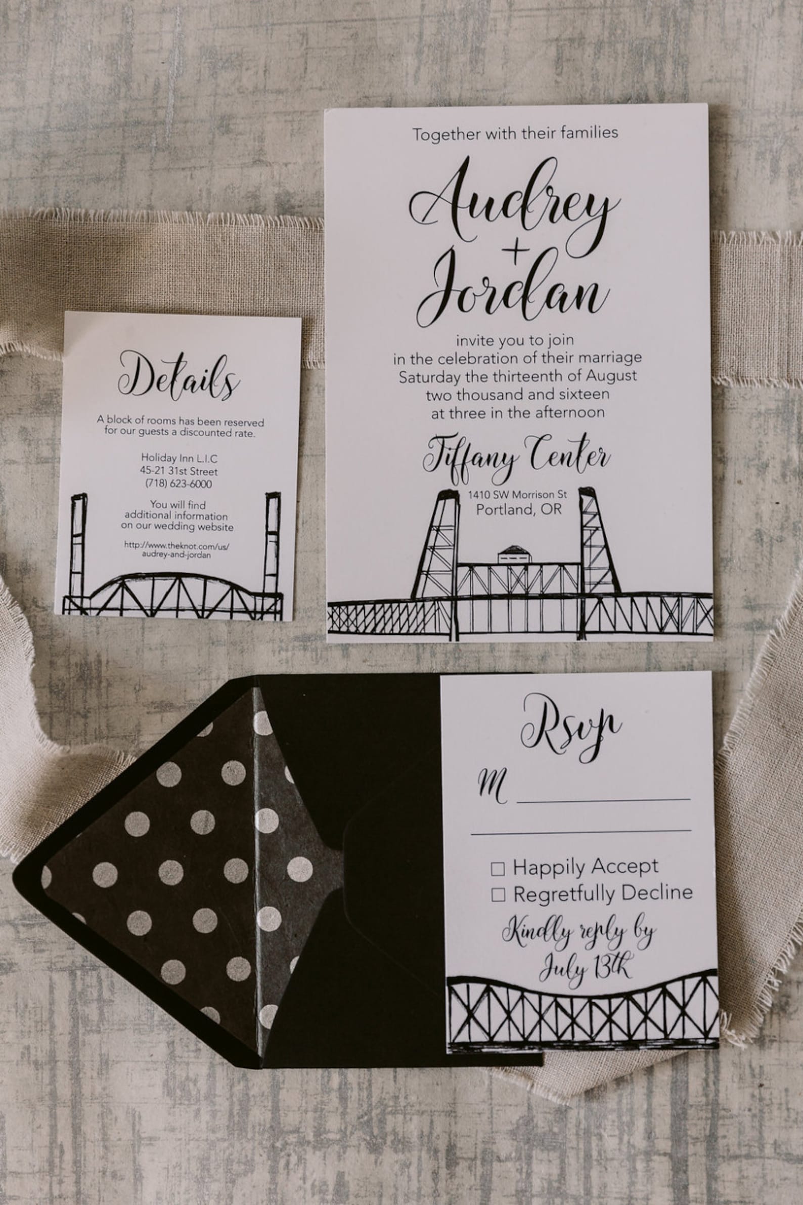 Portland Oregon Wedding Invitations City of Bridges | Etsy