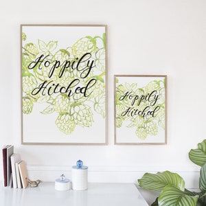 Hoppily Hitched Poster | 11x14, 16x20, and 18x24 Watercolor Brewery ...