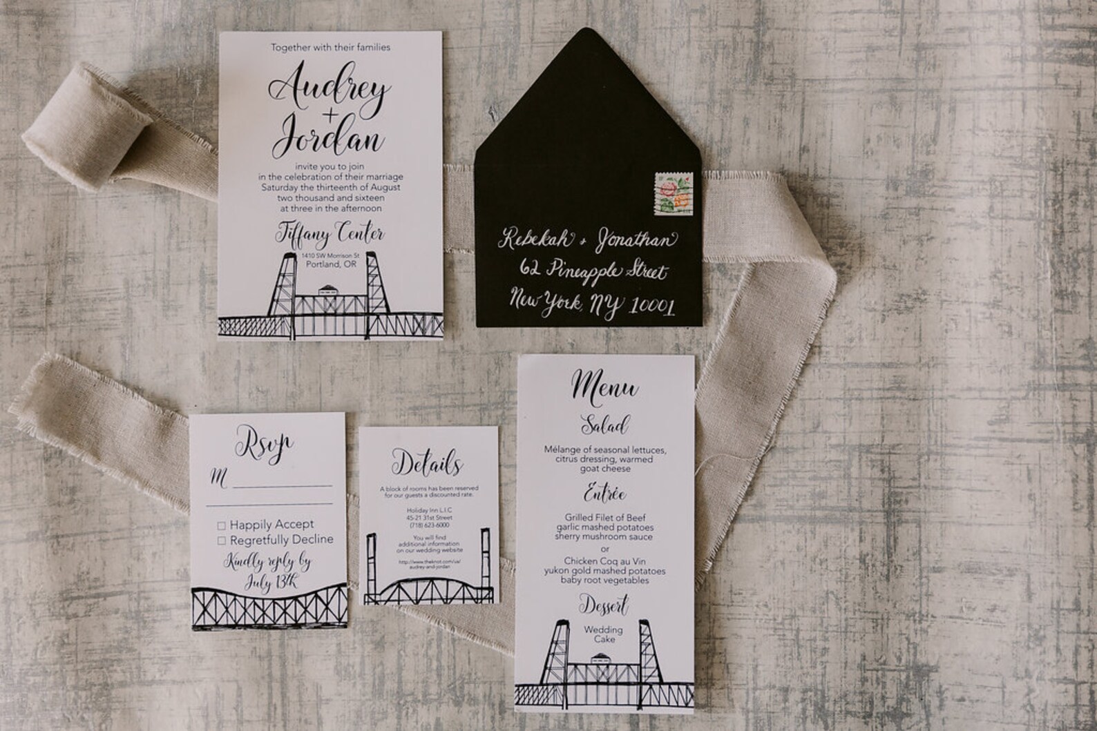 Portland Oregon Wedding Invitations City of Bridges | Etsy
