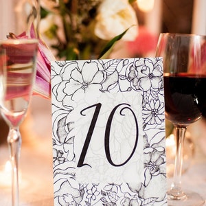 Floral Sketch Digital Download Wedding Table Numbers | Instant Download ...