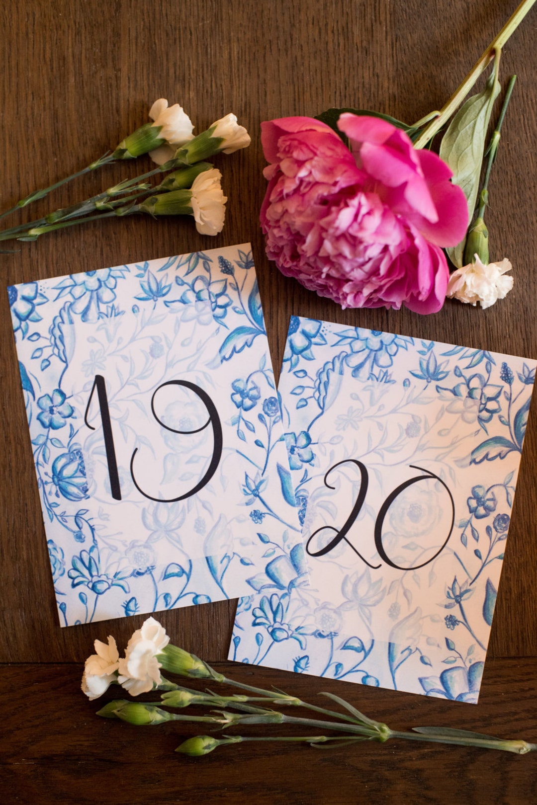 Vintage French Blue Toile Printable Wedding Table Numbers | Digital ...