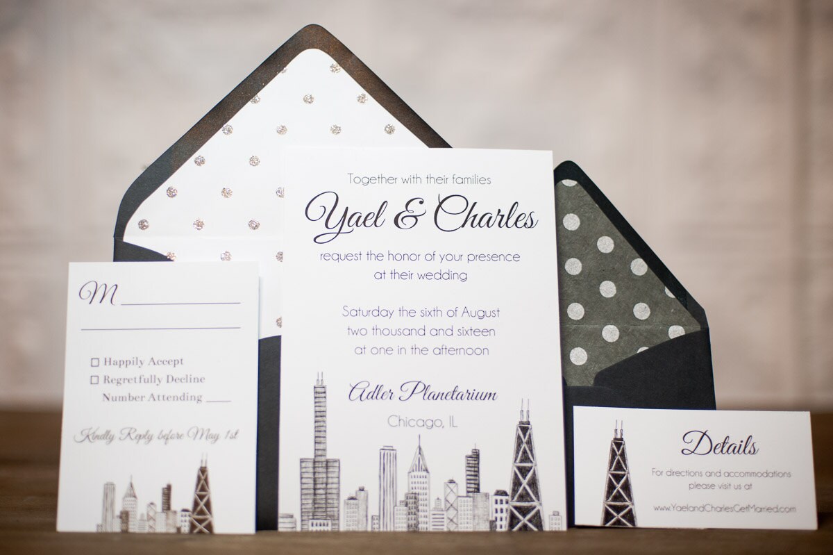 Chicago Skyline Wedding Invitations | Wedding Invitation Suite - Etsy