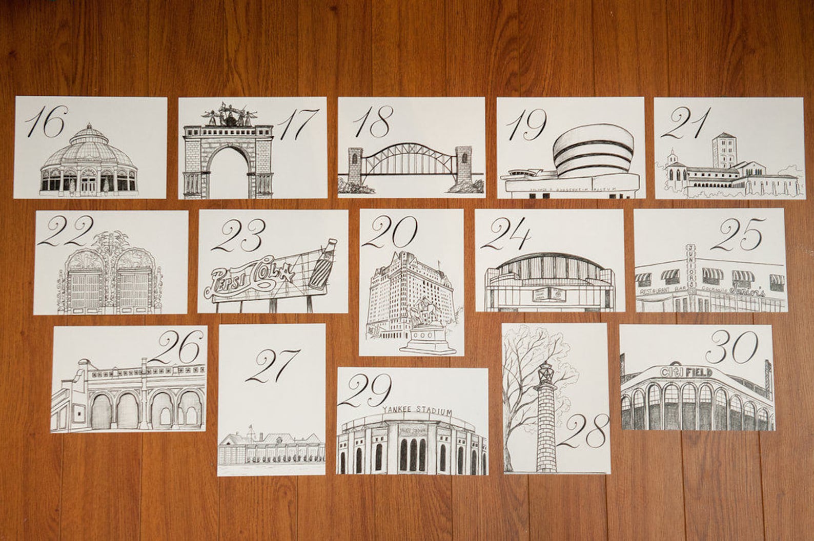 NYC Icon Wedding Table Numbers | New York City Wedding Theme | Set of ...