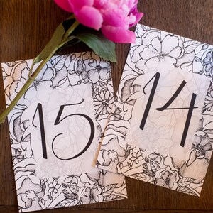 Floral Sketch Digital Download Wedding Table Numbers | Instant Download ...