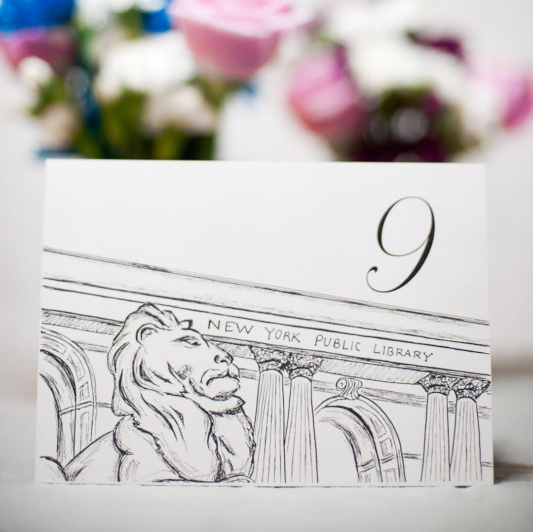 NYC New York Public Library NYPL Print or Wedding Table Number Card - Etsy