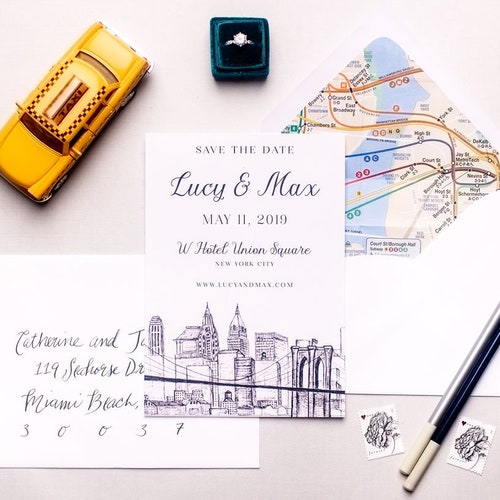 New York Wedding Invitation Manhattan City Skyline Wedding - Etsy