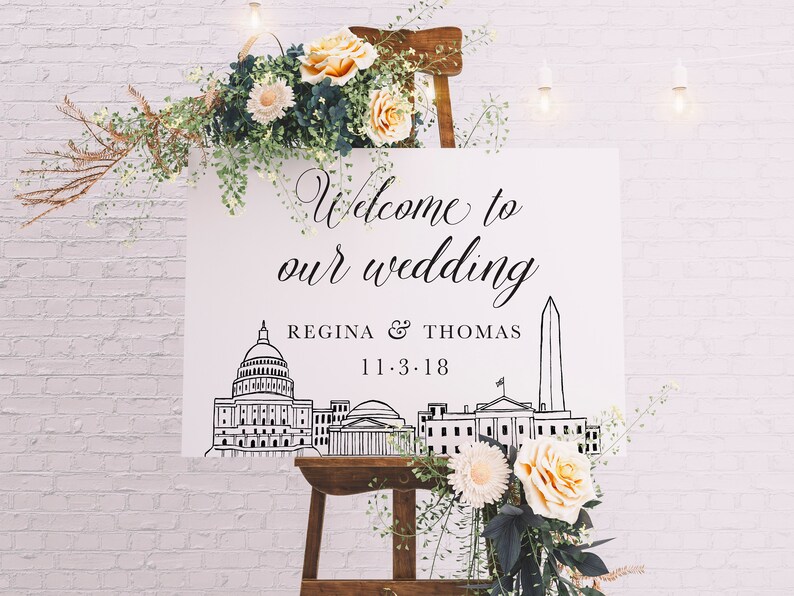 Washington DC Skyline Wedding Welcome Sign | 18x24 or 24x36 ...