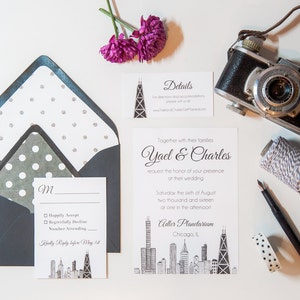 Chicago Skyline Wedding Invitations | Wedding Invitation Suite - Etsy