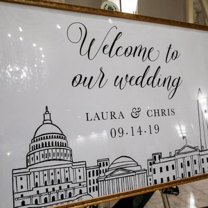 Washington DC Skyline Wedding Welcome Sign | 18x24 or 24x36 ...