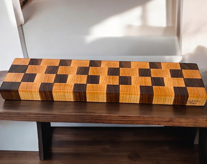 End Grain Black Walnut and Maple Checkered Bread / Serving Board - Etsy