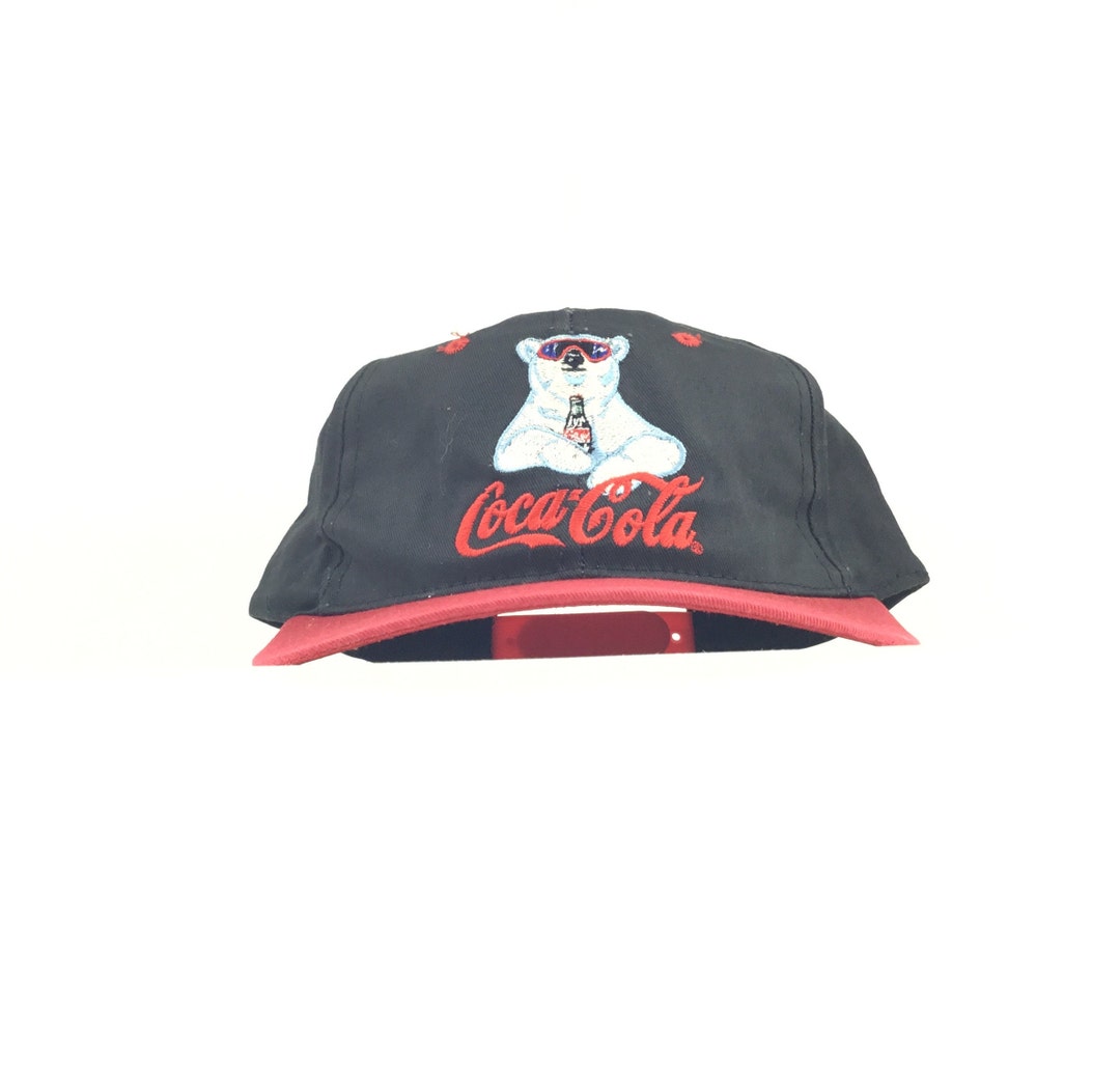 Vintage 2000s COCA COLA Polar Bear Drinking Soda Logo Baseball Cap Hat ...
