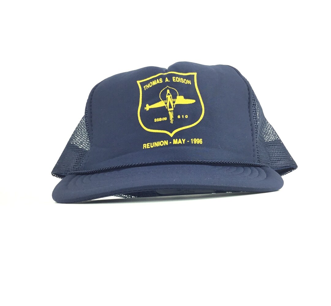Vintage 1996 USS USS Thomas A Edison SSBN 610 Reunion '96 Trucker Hat ...