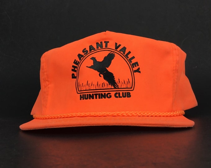 Vintage 1990s Pheasant Valley Hunting Club Neon Orange Baseball Cap Hat ...
