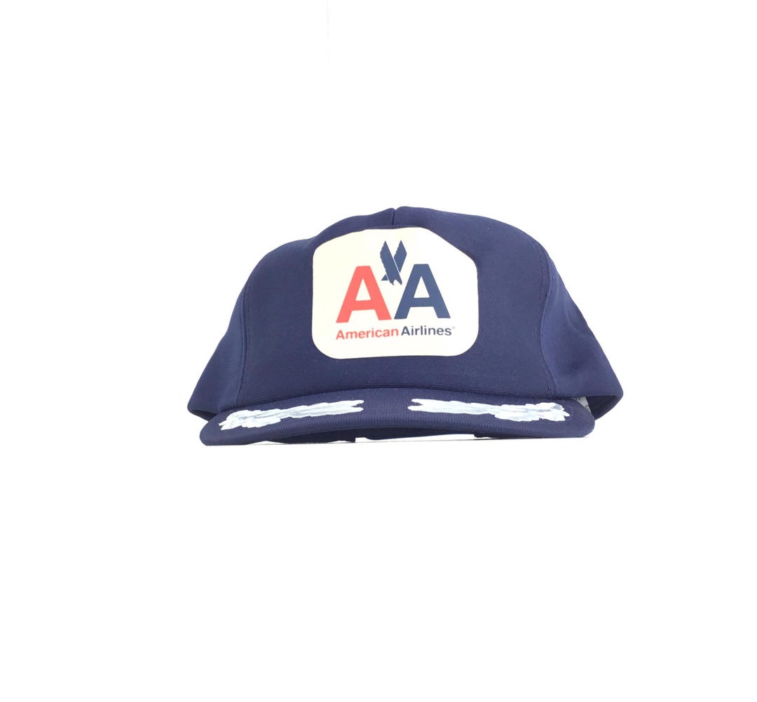 Vintage 1980s American Airlines Navy Blue Baseball Hat Cap Snapback Men ...
