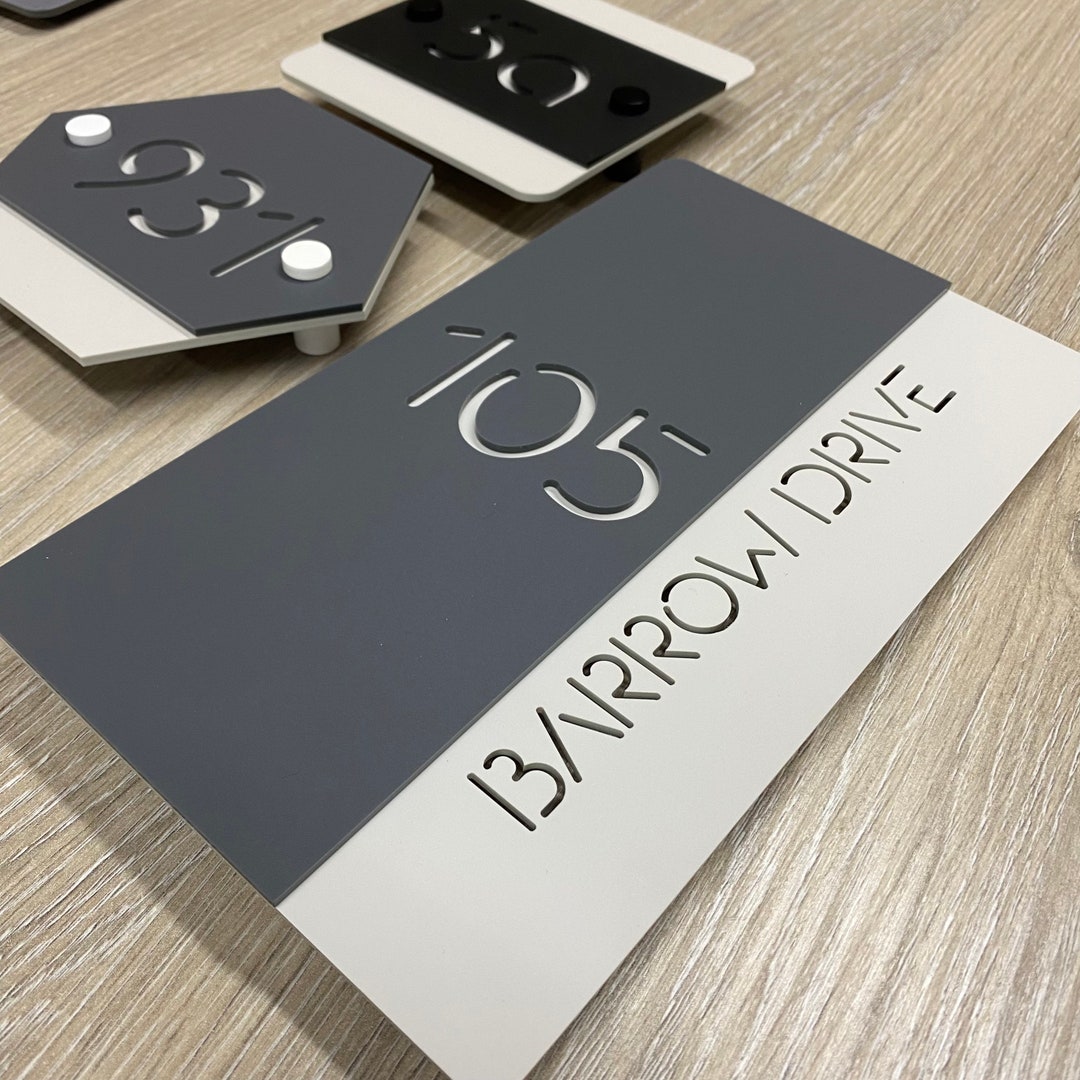 Vertical House Sign With Contrast Band & CONCEALED FIXINGS | House Sign ...