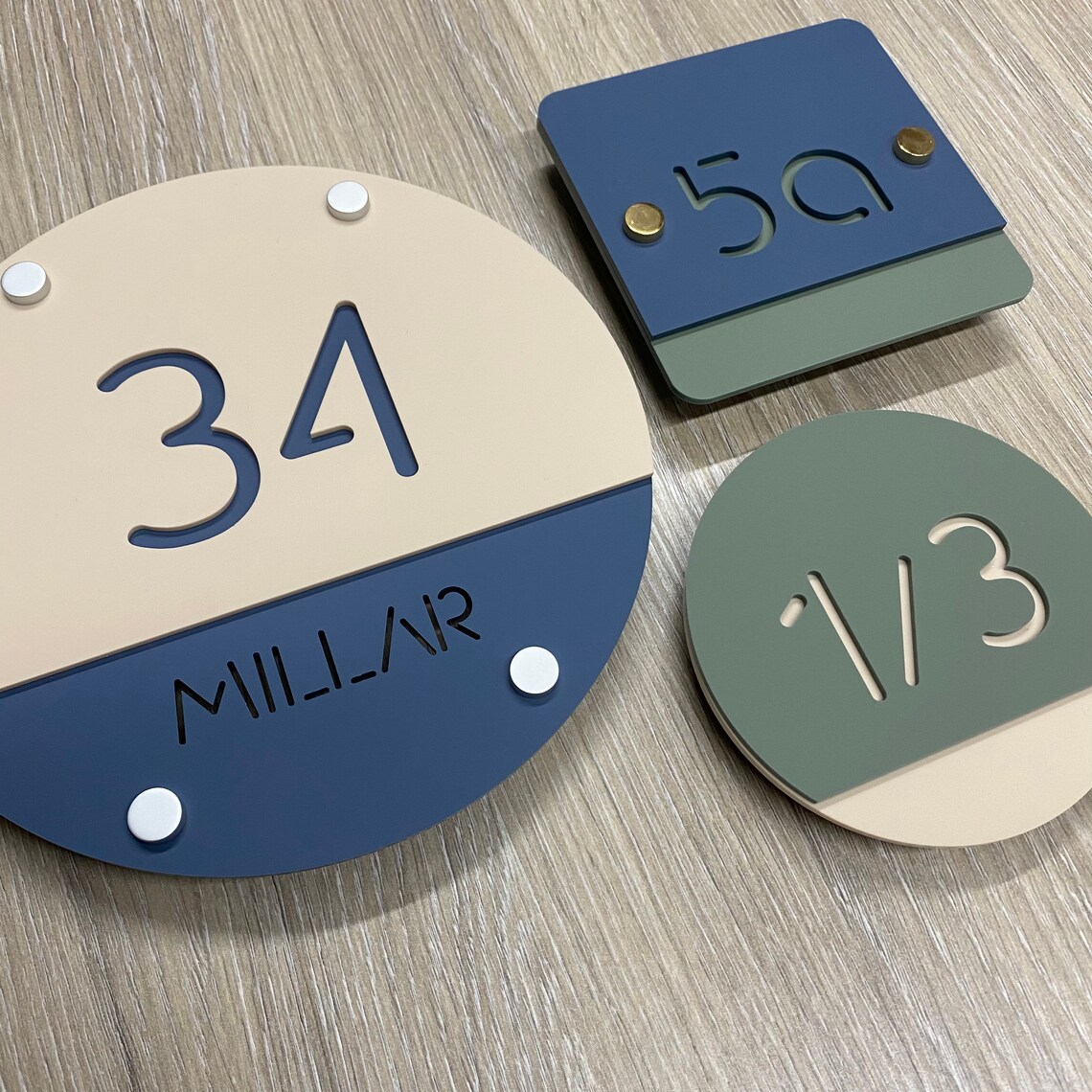 Small Round House Number With Top Contrast & CONCEALED FIXINGS - Etsy UK