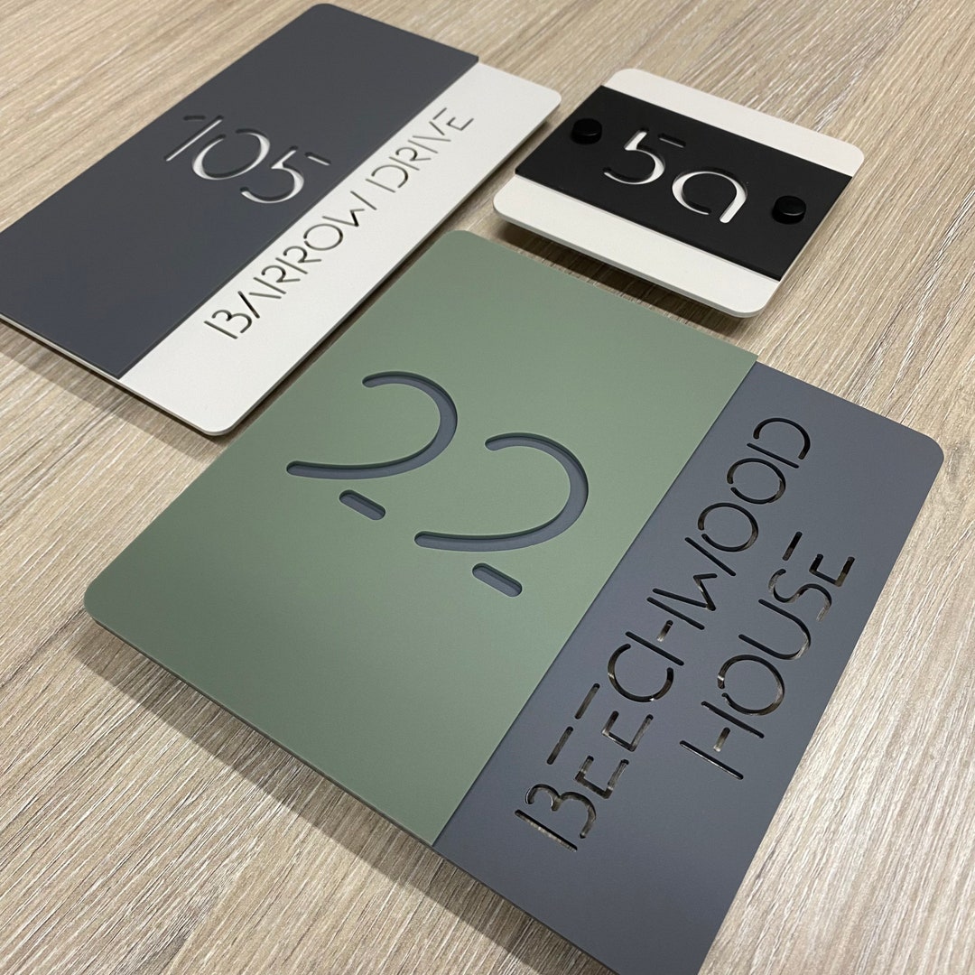 Square House Sign With Vertical Contrast Band & CONCEALED FIXINGS ...