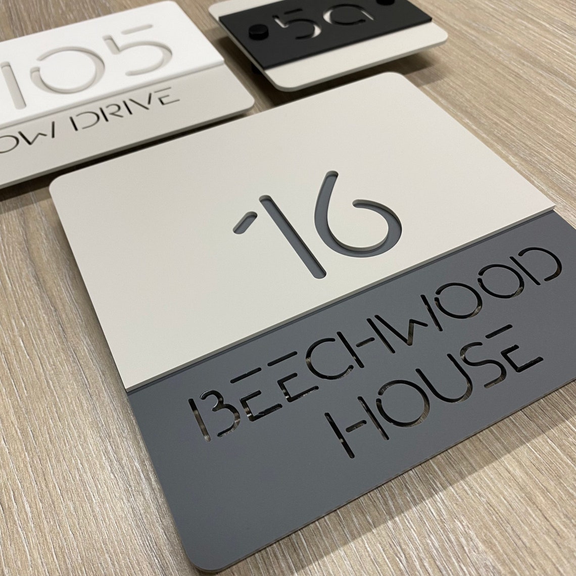 Square House Sign With Vertical Contrast Band & CONCEALED - Etsy UK
