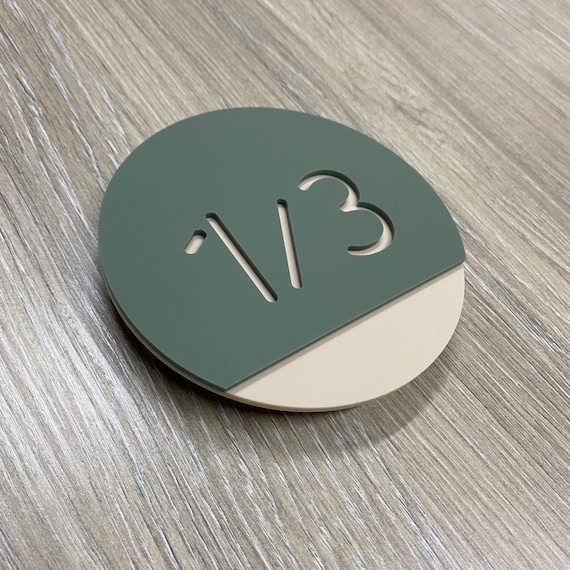 Small Round House Number With Top Contrast & CONCEALED FIXINGS - Etsy UK