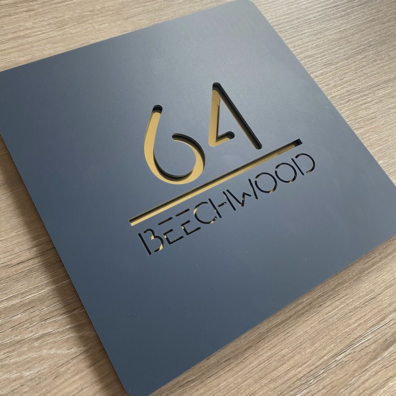 Large Laser Cut Stylish Square House Number House Sign | Etsy