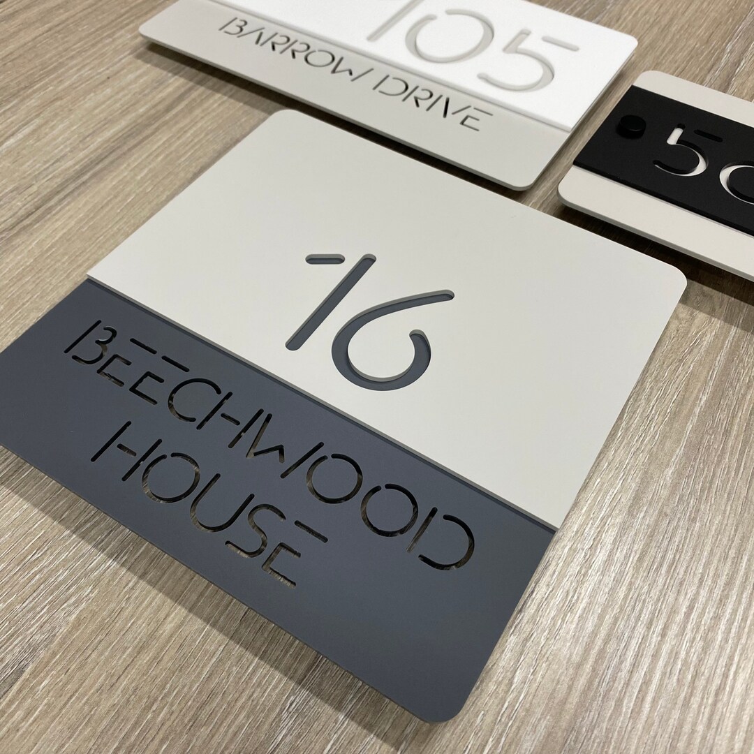 Square House Sign With Horizontal Contrast Band & CONCEALED FIXINGS ...