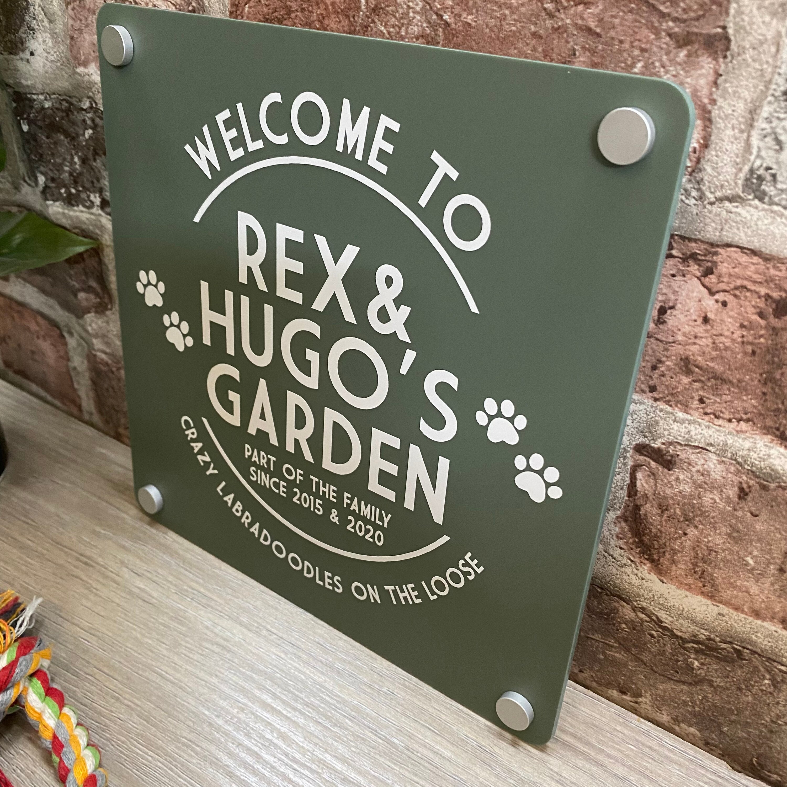 Welcome to 'your Dogs' Garden Sign Personalised Sign - Etsy UK