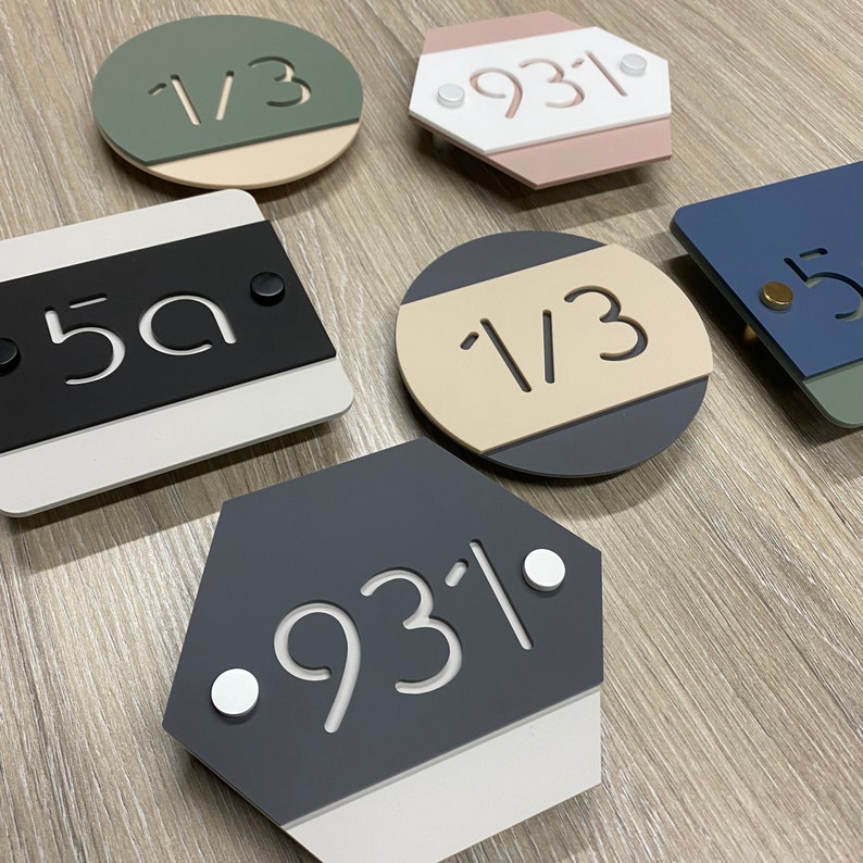 Small Round House Number With Top Contrast & CONCEALED FIXINGS - Etsy UK