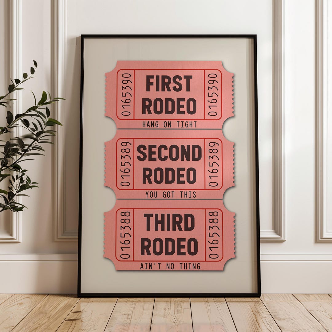 First Rodeo Ticket Stub Wall Art Print Trendy Dorm Fun Decor Western ...