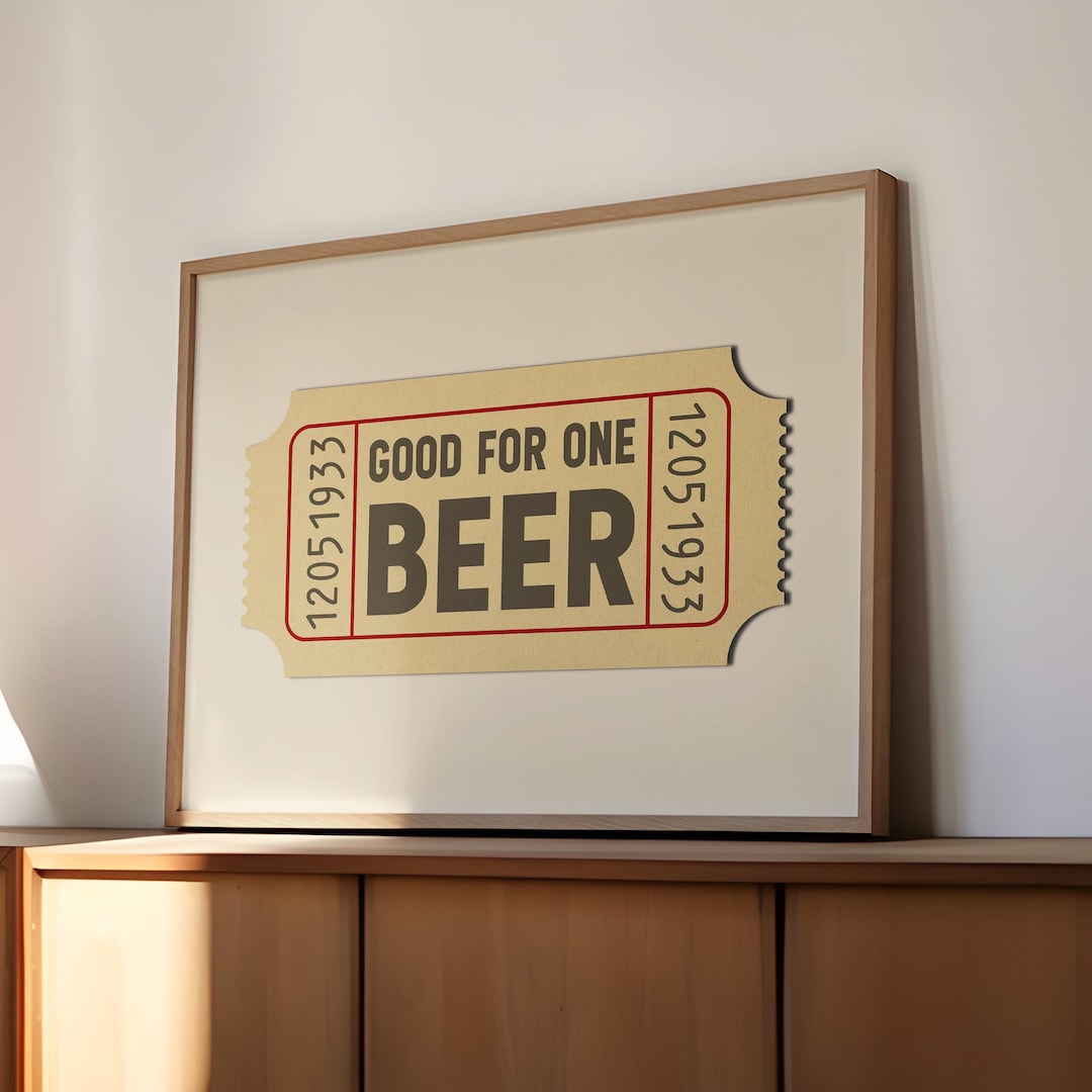 Vintage Beer Ticket Art Beer Lover Wall Decor Man Cave Print Bar Decor ...