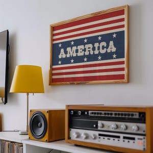 American Flag Artwork Wall Display Home Accent Vintage Design Room ...