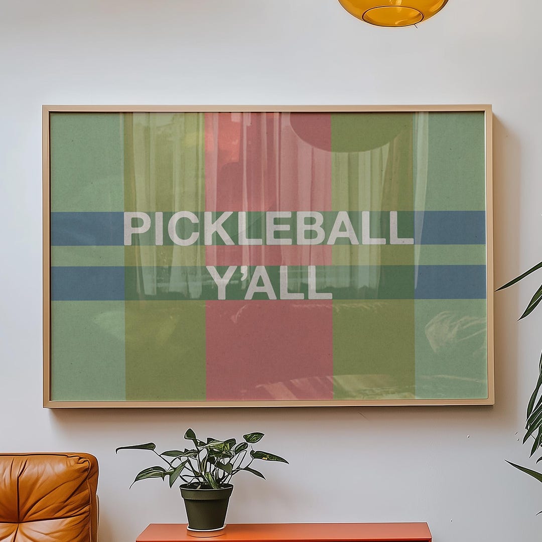 Pickleball Wall Art for Room Game Decor Southern Style Paddle Present ...