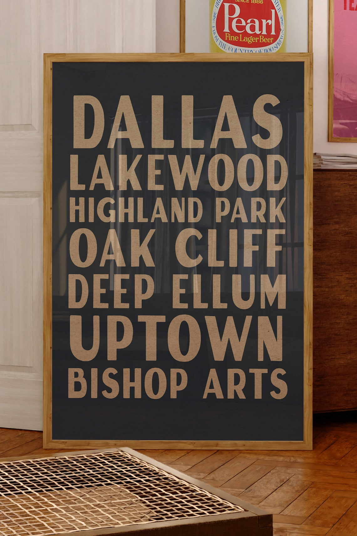 Dallas Texas Subway Scroll Wall Decor Texas Poster Typography Art Print ...