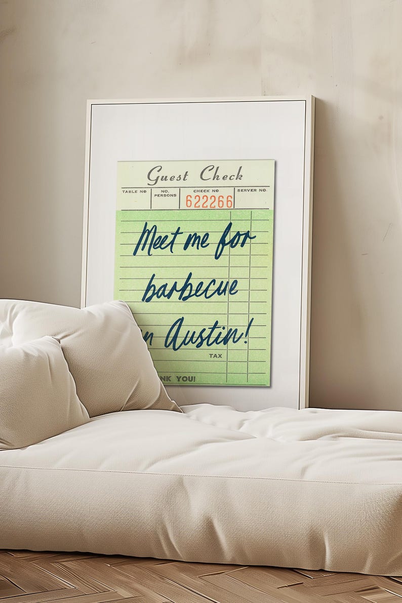 Texas Kitchen Print Guest Check Decor Austin Style Dining Room Wall Art ...