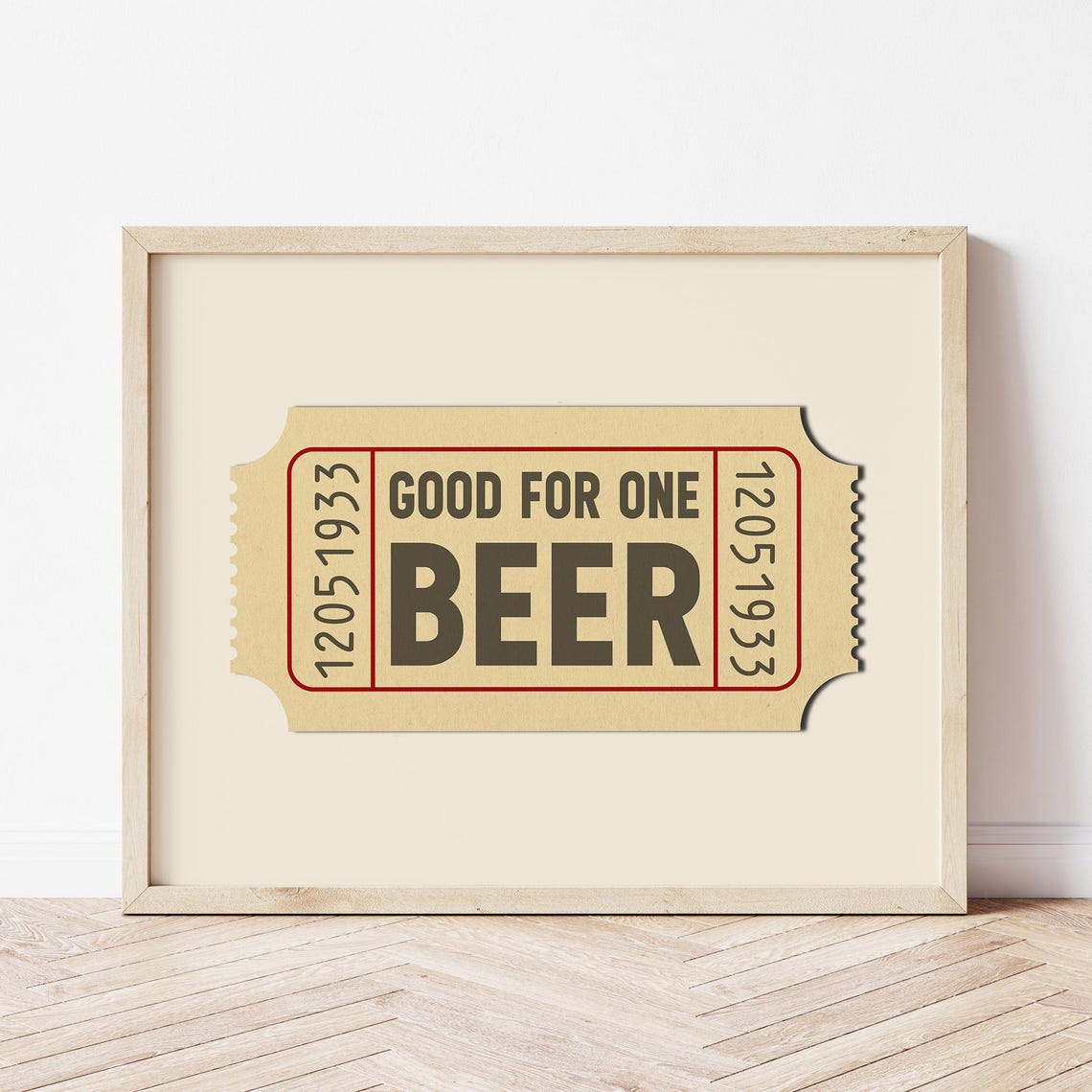 Vintage Beer Ticket Art Beer Lover Wall Decor Man Cave Print Bar Decor ...