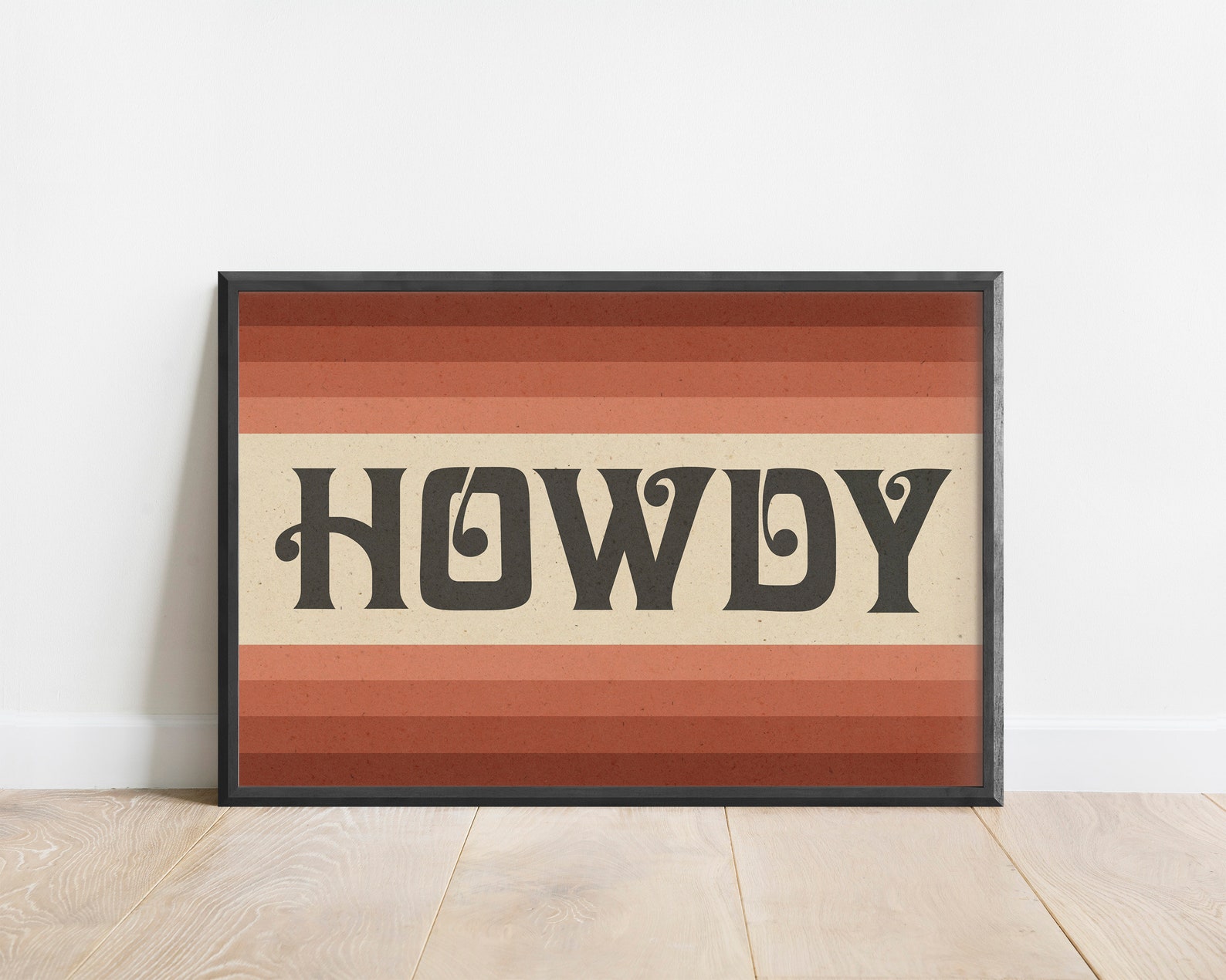 Howdy Art Print Poster Monochromatic Ombre Rust Wall Decor Typography ...
