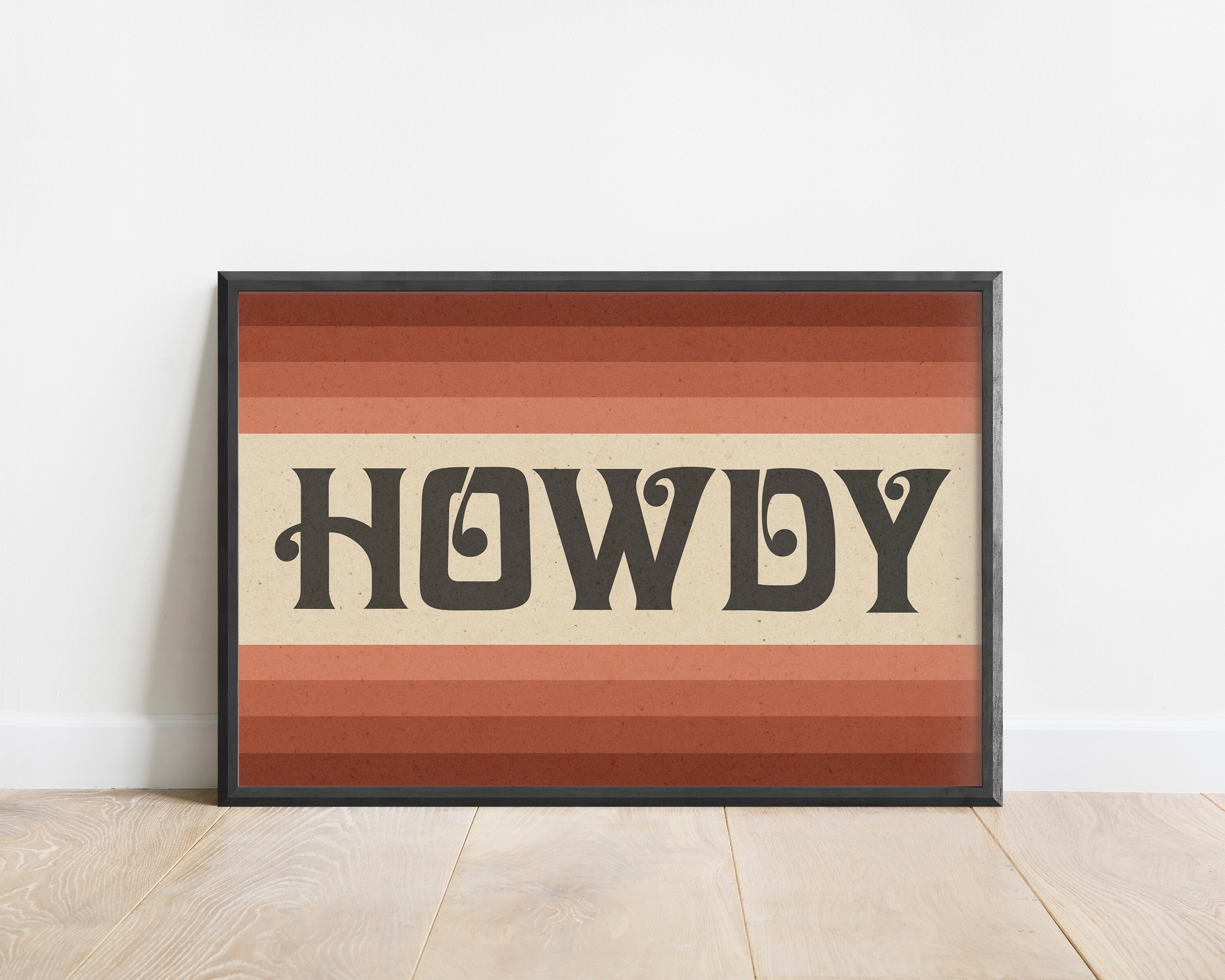 Howdy Art Print Poster Monochromatic Ombre Rust Wall Decor Typography ...