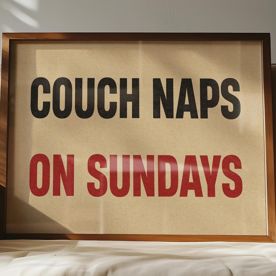 Retro Style Wall Art Print Couch Naps on Sundays Funny Living Room Art ...