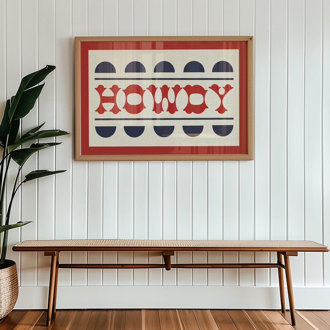 Howdy Art Poster Print Modern Design Patriotic Wall Decor Southern Home ...