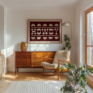 Howdy Print Maroon Wall Art Texas Home Decor Southwestern Wall Decor ...