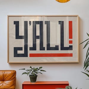 Y'all Typography Wall Art Poster Letterpress Style Art Print for Living ...