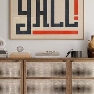 Y'all Typography Wall Art Poster Letterpress Style Art Print for Living ...