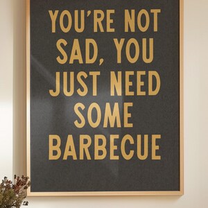 BBQ Wall Decor Funny Kitchen Sign Barbecue Quote Gold Letter Print ...